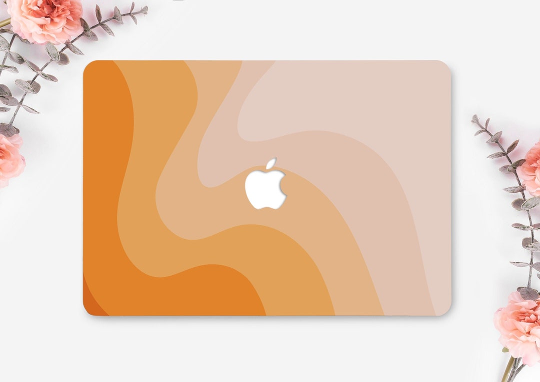 Line Art Wavy Orange New Pro Mac Hard Protective Case Laptop Cover for ...