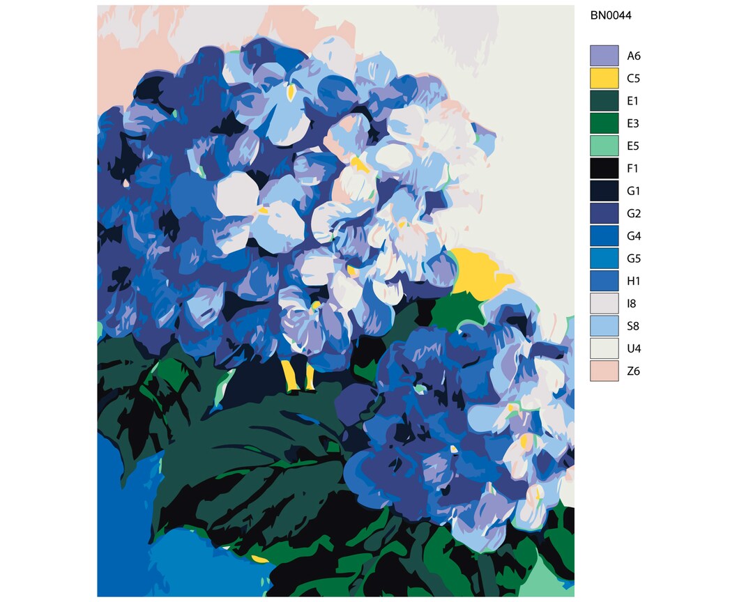 Blue Flowers Paint by Number Kit for Adults Art Diy Painting on Canvas ...