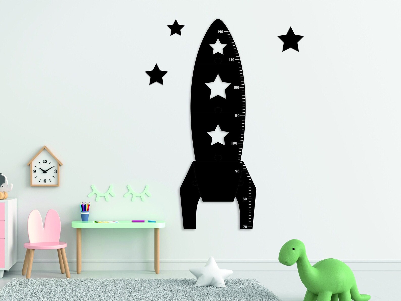 Puzzle Growth Chart for Kids (cm) Wooden Height Chart Ruler | Space ...