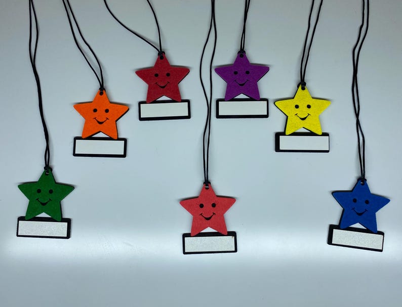 Star Writable Lanyard Name Tag | Elementary School Writable Name Tags ...