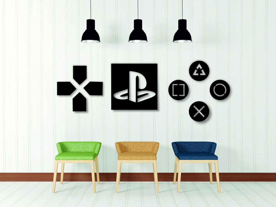 Playstation Wall Hanging Set of | 3D Geometric Wall Art Set PS5 Logo ...