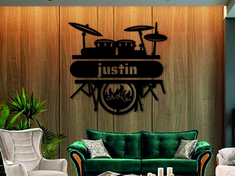 Personalized Drum Set Wall Decor Custom Name Percussion Set | Etsy