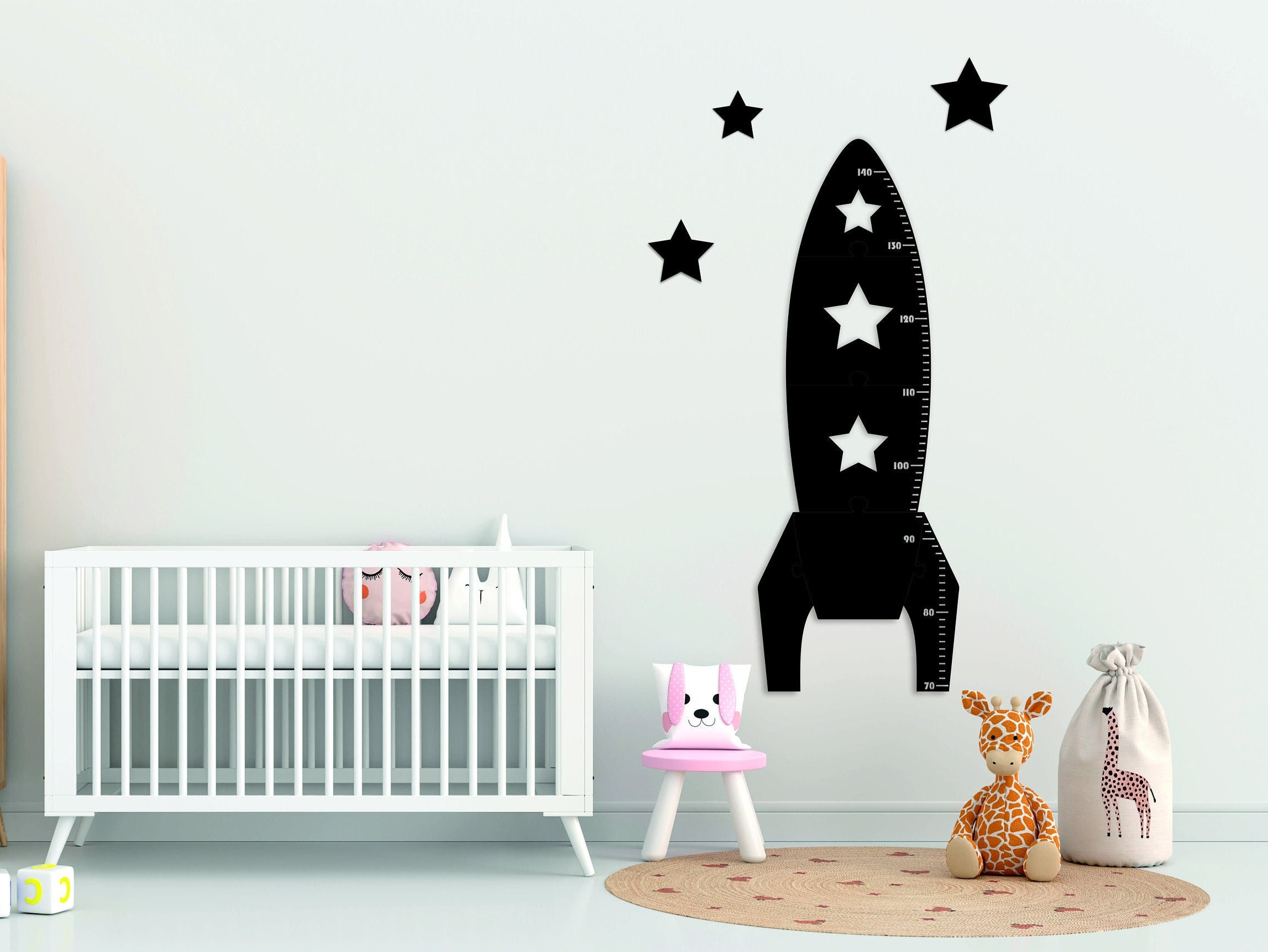 Puzzle Growth Chart for Kids (cm) Wooden Height Chart Ruler | Space ...