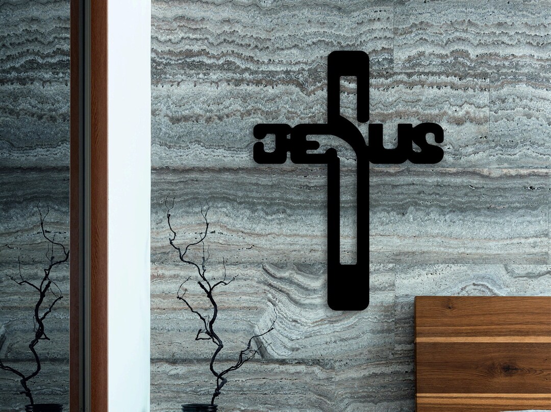 Jesus Calligraphy Cross Wall Decor | Christmas Clipart Church Wall Art ...