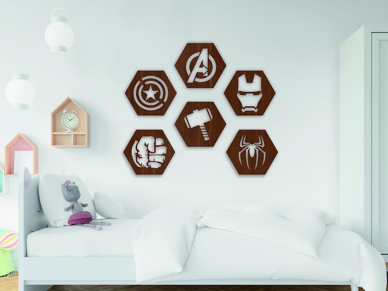 Hexagonal Design Avengers Wall Decor Set of 6 Superhero - Etsy