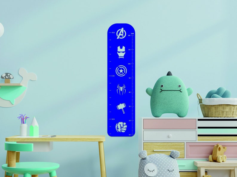 Avengers Logos Puzzle Growth Chart for Kids -cm and Ft- Wooden ...