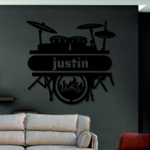 Personalized Drum Set Wall Decor | Custom Name Percussion Set | Rock ...