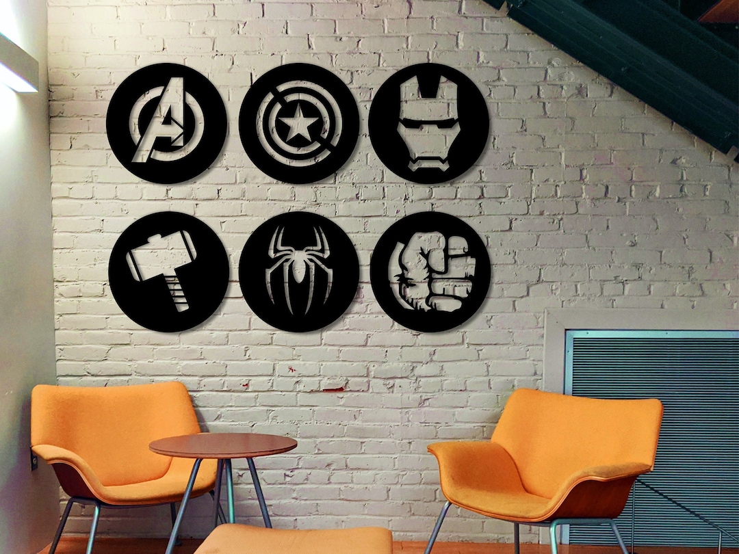 6 PCS Avengers Wall Decor Set | Superhero Logos | Thor, Hulk, Spiderman ...