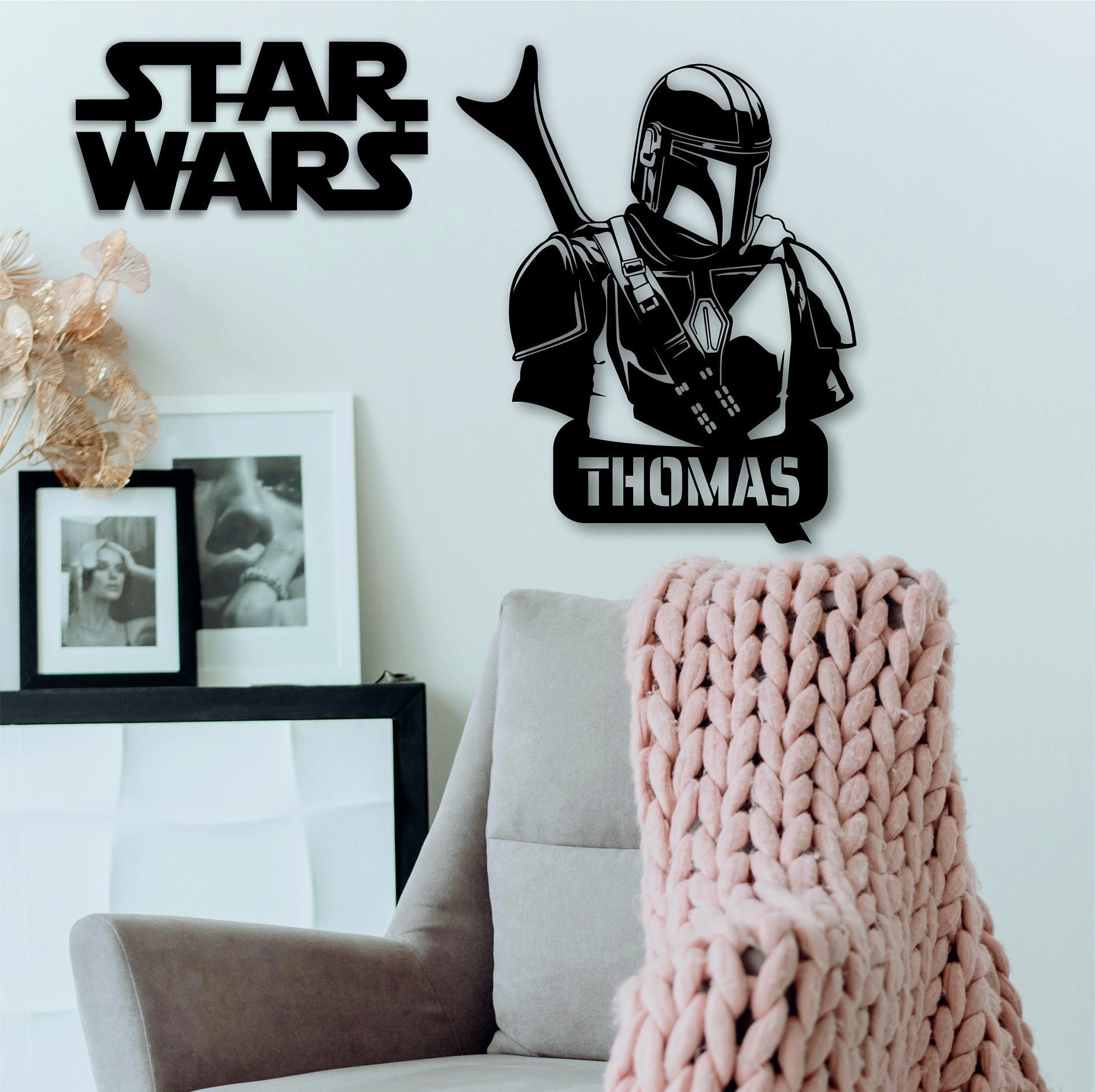 Personalized Mandalorian Wall Decor Custom Mando Star Wars | Etsy