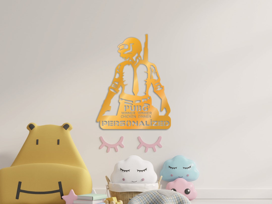 Personalized PUBG Wooden Decor | Custom Gamer Room Wall Art | Christmas ...