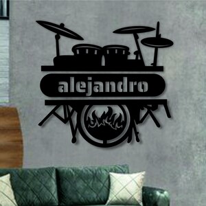 Personalized Drum Set Wall Decor | Custom Name Percussion Set | Rock ...