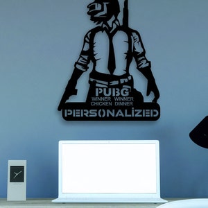 Custom PUBG Wooden Decor | Personalized Gamer Room Wall Art | Christmas ...