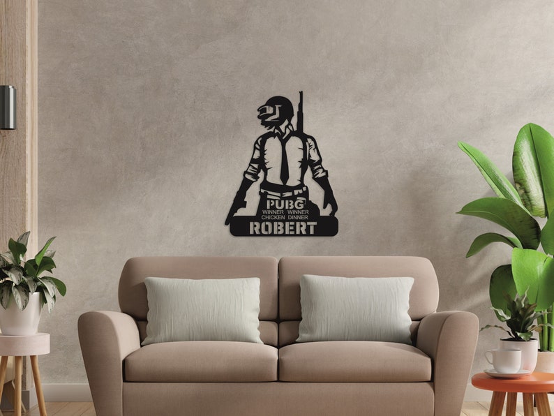 Personalized PUBG Wooden Decor | Custom Gamer Room Wall Art | Christmas ...