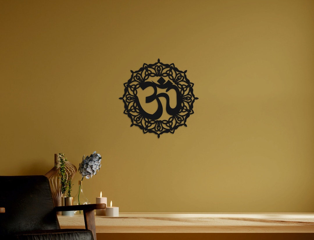Om Symbol With Eastern Motifs Wall Art | Yoga Ohm Logo Wall Decor ...
