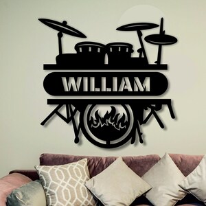 Personalized Drum Set Wall Decor | Custom Name Percussion Set | Rock ...