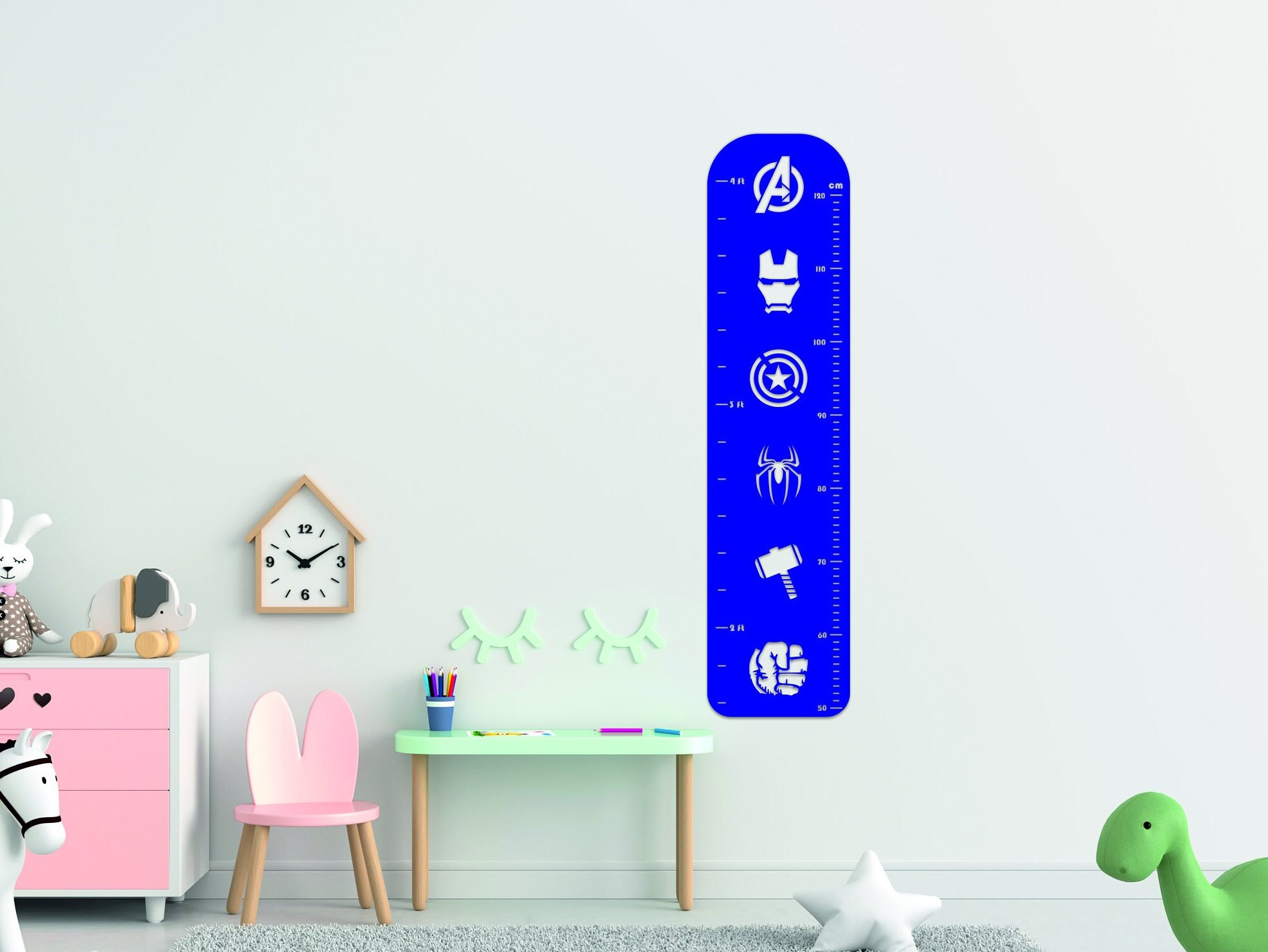 Avengers Logos Puzzle Growth Chart for Kids -cm and Ft- Wooden ...