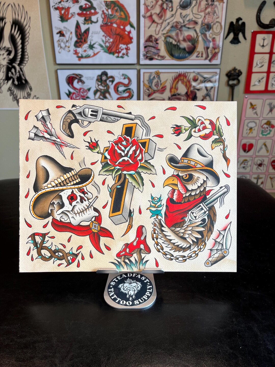 Traditional Western Livin Tattoo Flash PRINT - Etsy