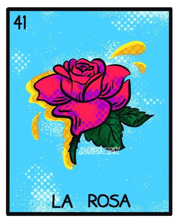 La Rosa pop art lotería card Mexican Art Arte Mexicana | Etsy