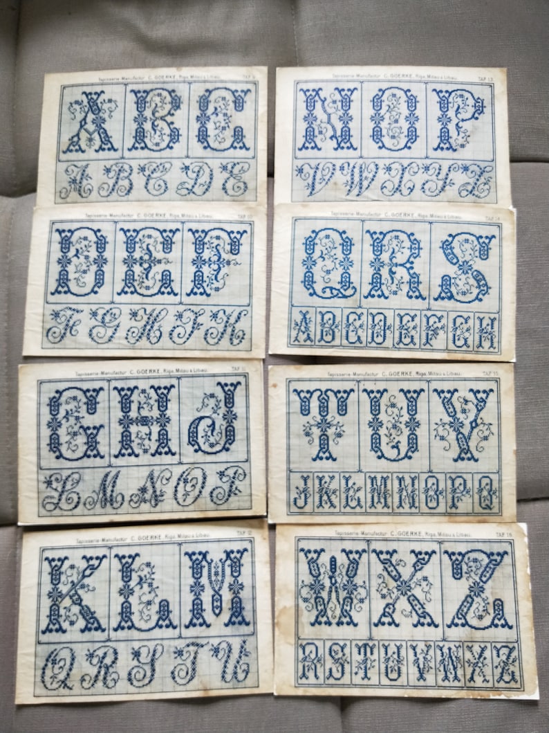 Vintage Cross Stitch Monograms From the 19th Century From Riga, Abc ...