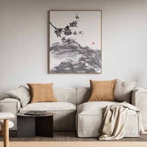 Korean Wall Art, Korean Ink Painting, Korean Art Print, Mountains and ...