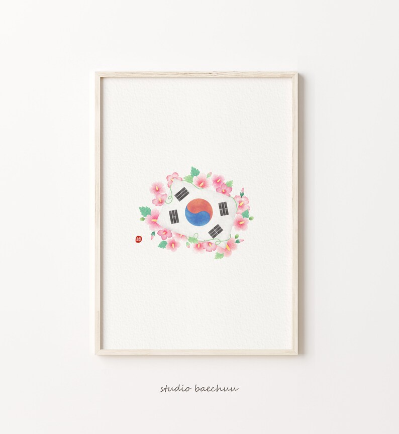 Korean Flag Korean Flag Printable Korean Flag Art Taegeukgi - Etsy