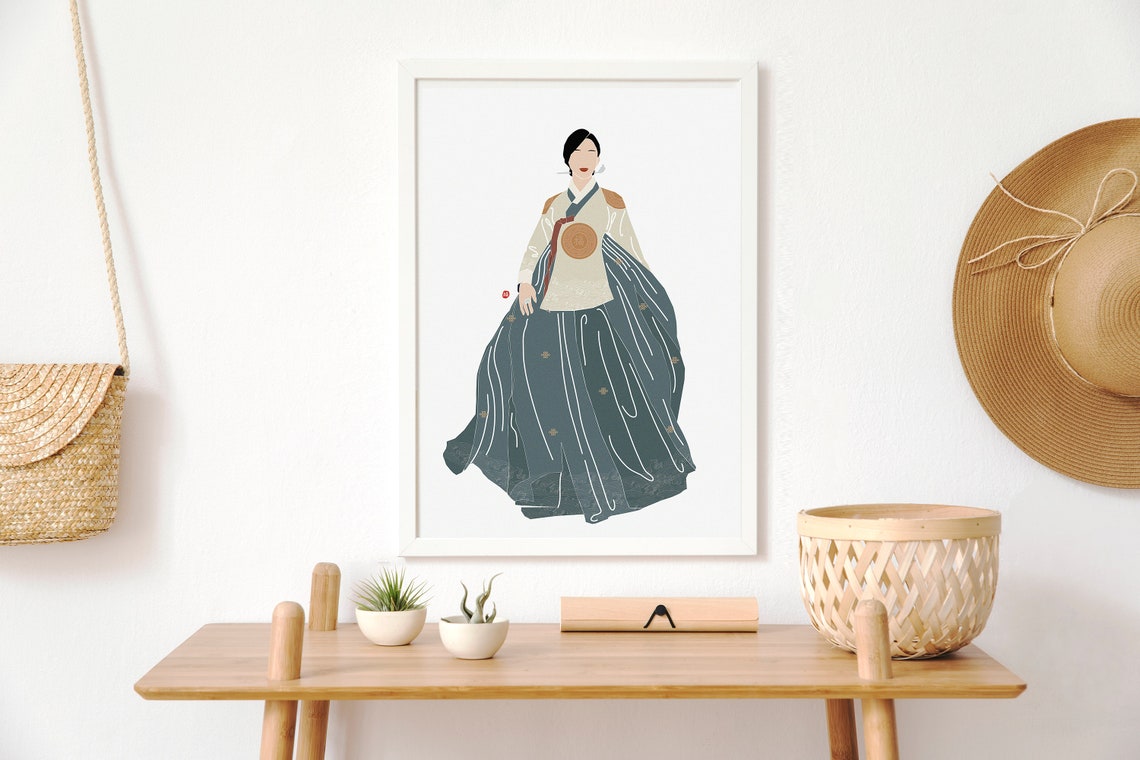 Korean Boho Wall Art Hanbok Art Boho Korean Art Korean Art - Etsy