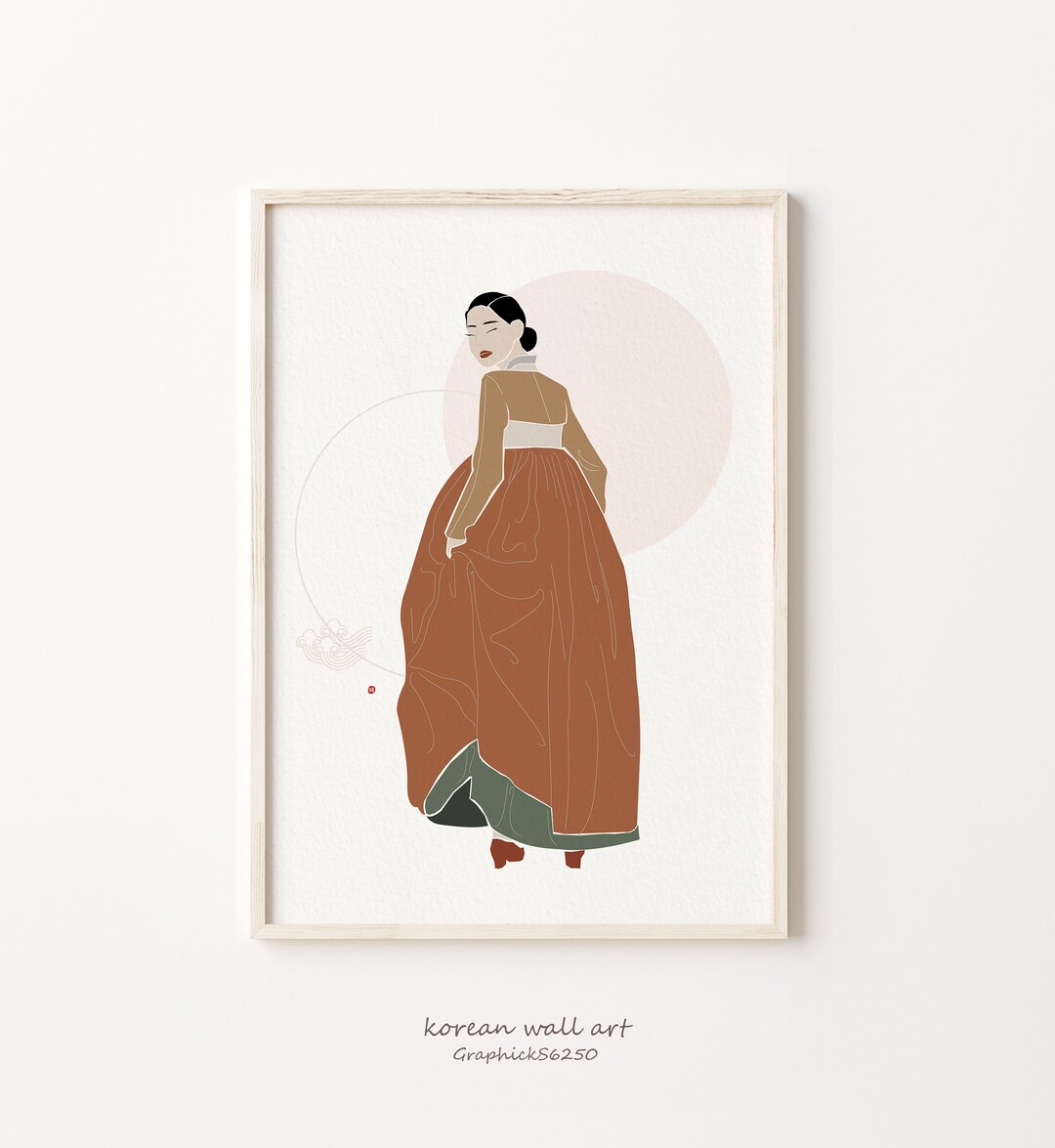 Korean Boho Wall Art Hanbok Art Boho Korean Art Korean Art - Etsy
