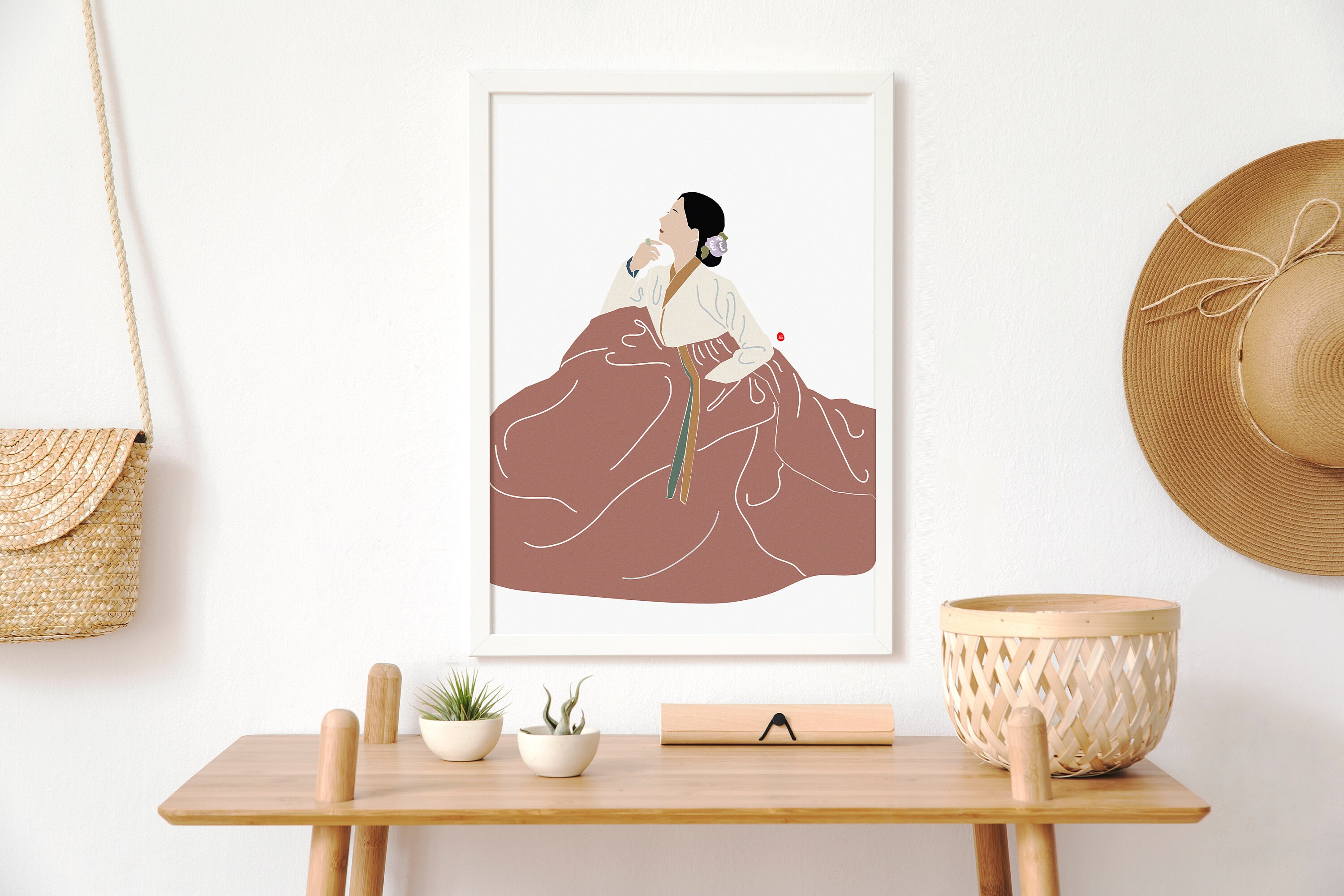 Korean Boho Wall art Hanbok Art Boho Korean Art Korean art | Etsy