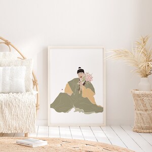 Korean Boho Wall Art, Hanbok Art, Boho Korean Art, Korean Art Print ...