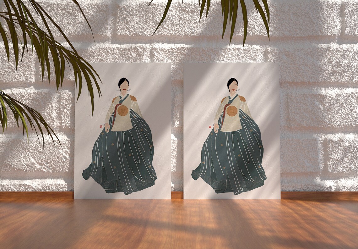 Korean Boho Wall Art Hanbok Art Boho Korean Art Korean Art - Etsy