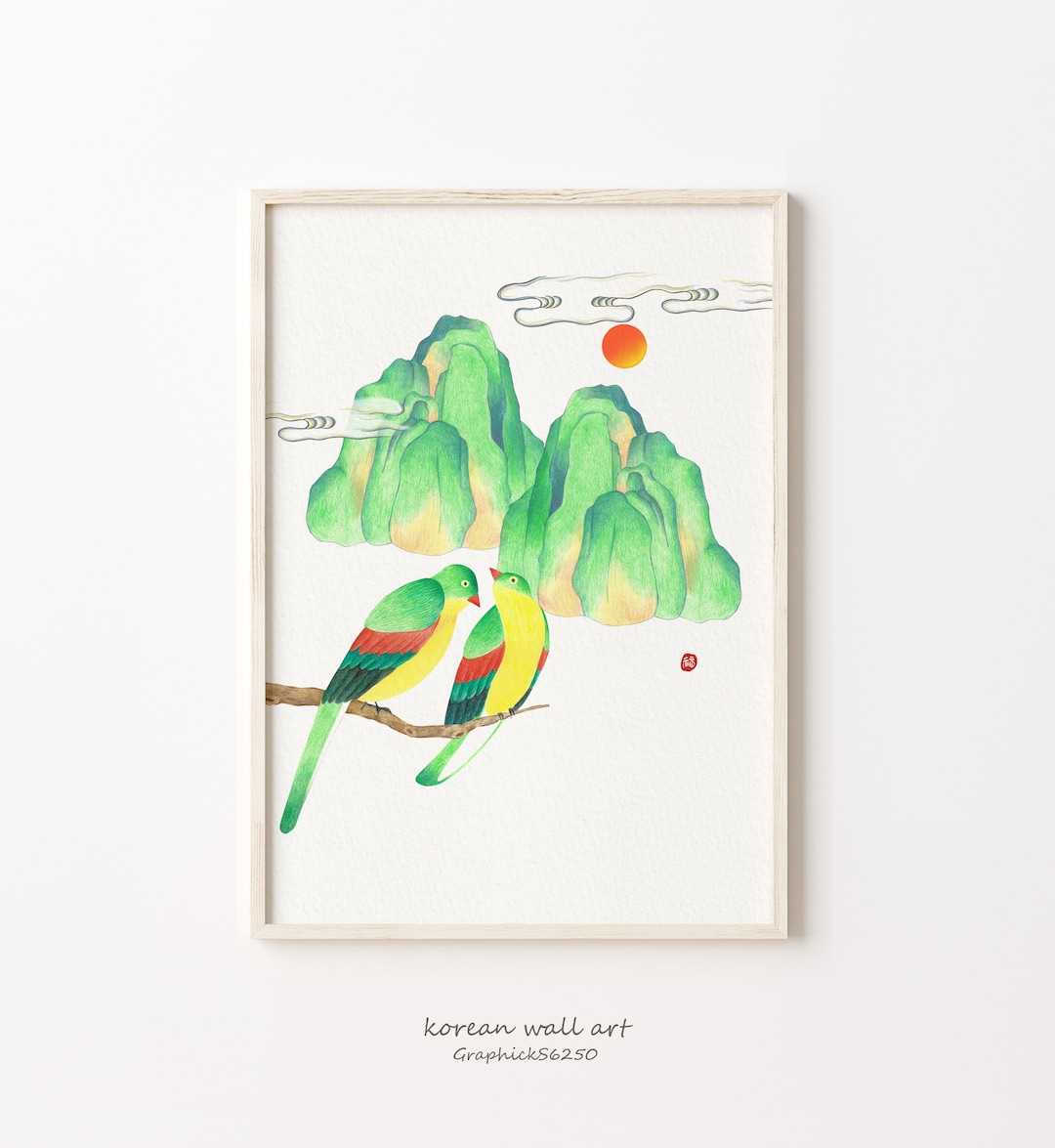 Korean Wall Art, Korean Ink Painting, Korean Art Print, Korean Nature ...