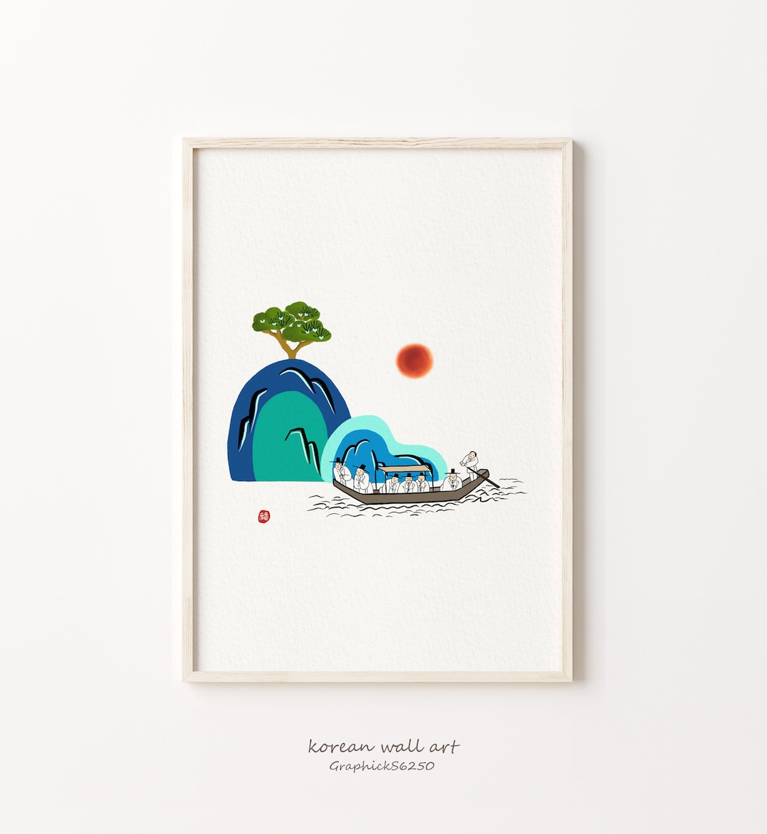 Korean Wall Art, Korean Ink Painting, Korean Art Print, Mountain and ...