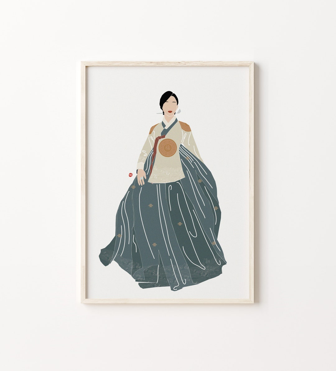 Korean Boho Wall Art, Hanbok Art, Boho Korean Art, Korean Art Print ...