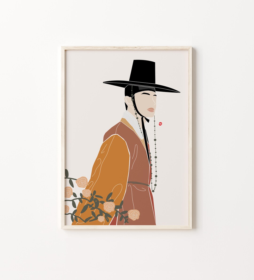 Korean Boho Wall Art, Hanbok Art, Boho Korean Art, Korean Art Print ...