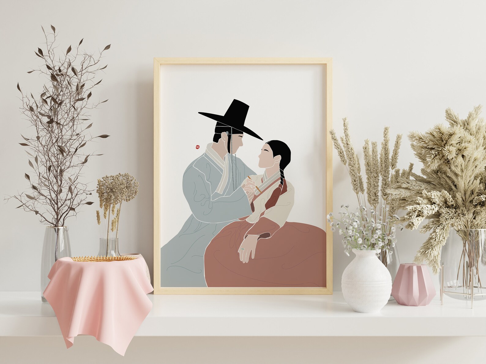 Korean Boho Wall Art Hanbok Art Boho Korean Art Korean Art - Etsy
