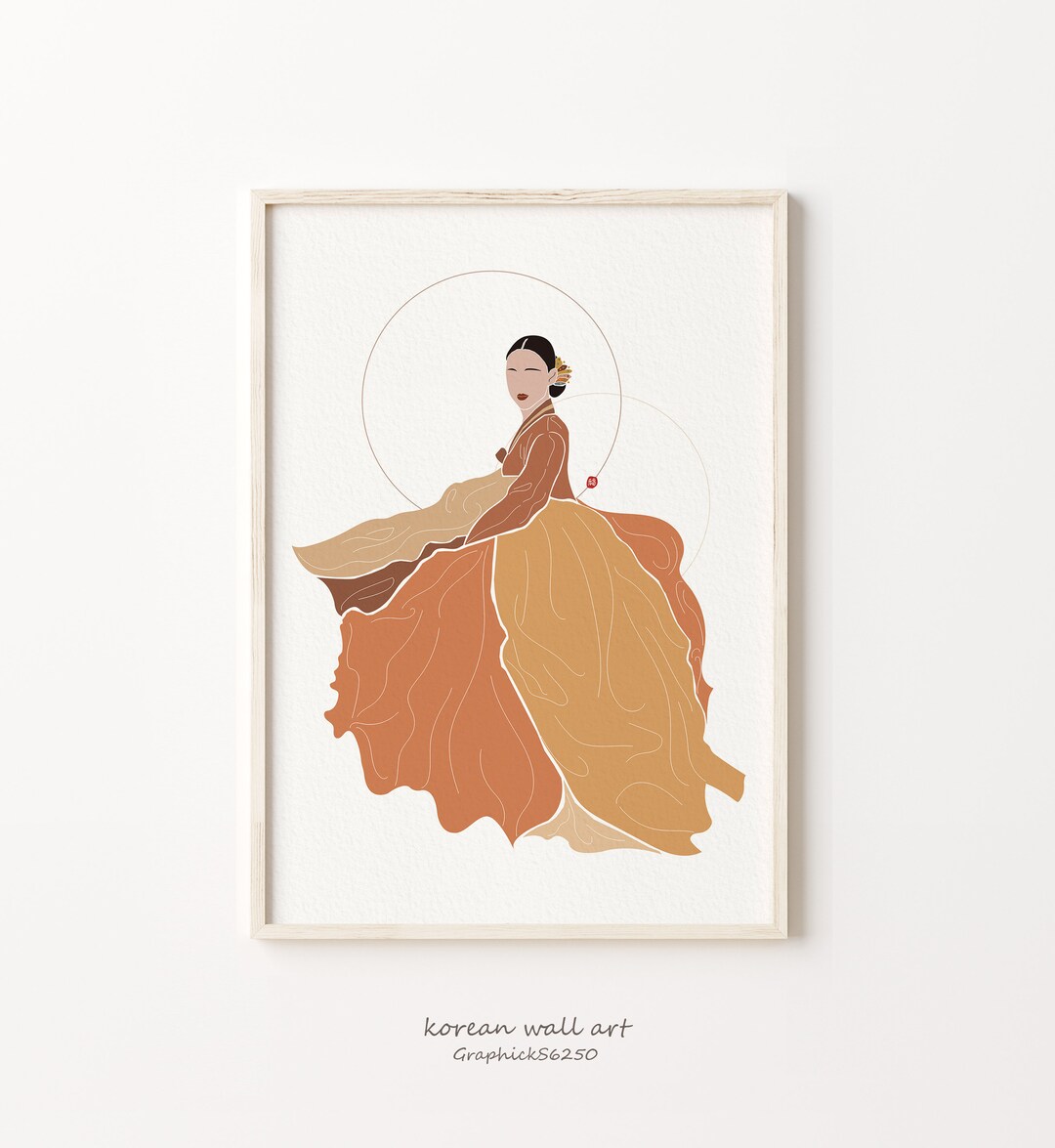 Korean Boho Wall Art, Hanbok Art, Boho Korean Art, Korean Art Print ...