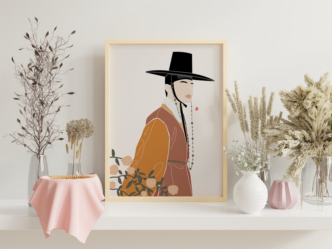 Korean Boho Wall Art Set of 2 Hanbok Art Boho Korean Art - Etsy Canada