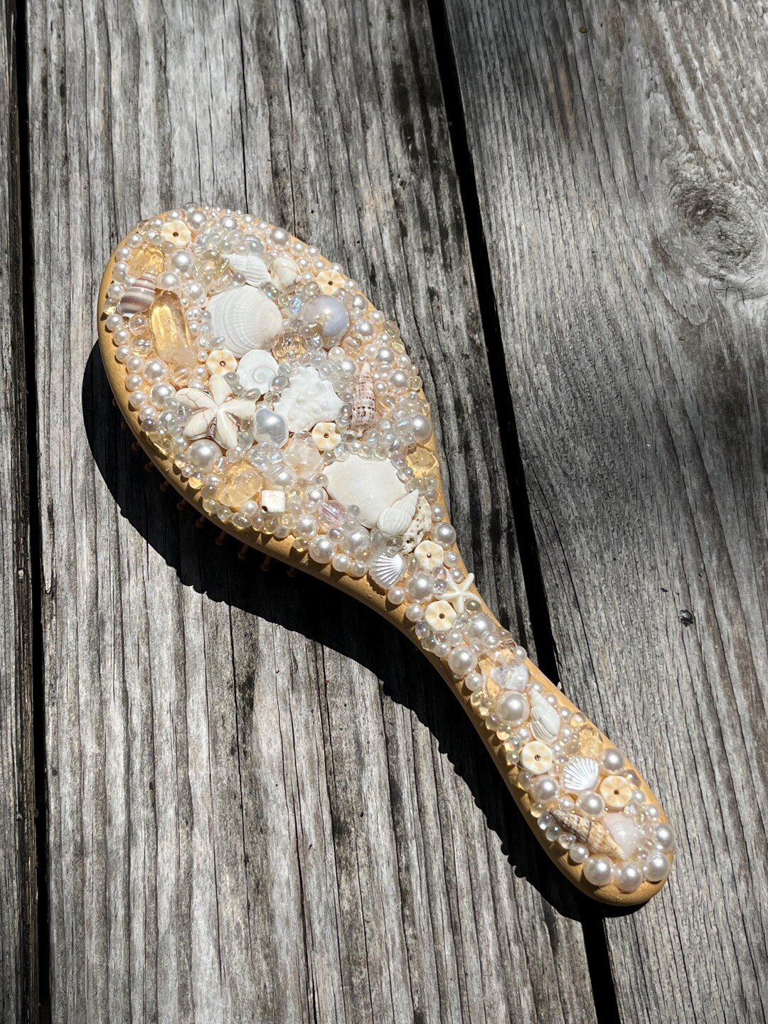 Seashell Pearl Hairbrush - Etsy