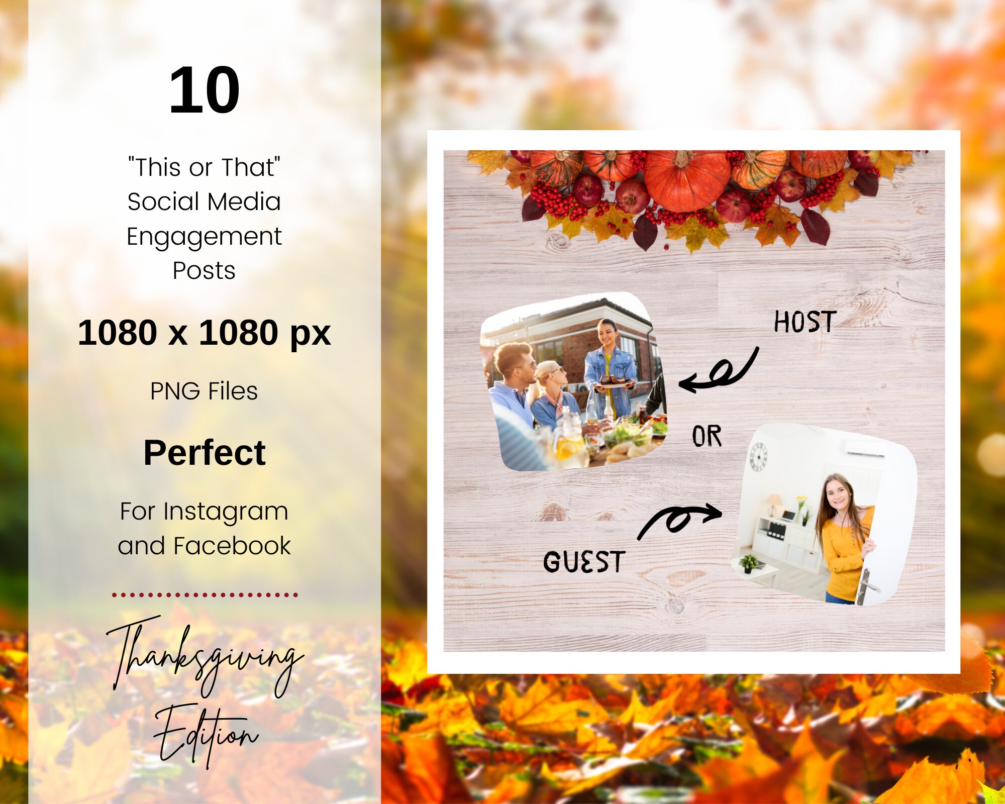 Thanksgiving This or That Social Media Graphics Facebook - Etsy