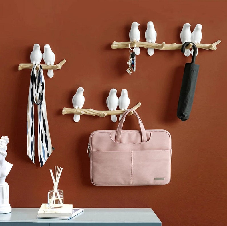 Lovely Wall Hook Rack Modern White Birds Coat Hangers Cute - Etsy UK