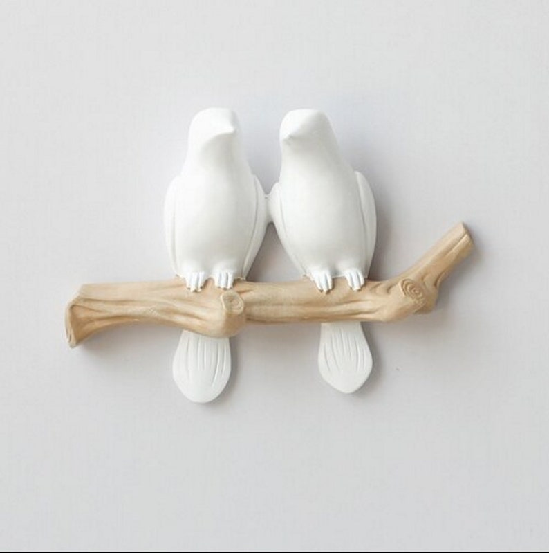 Lovely Wall Hook Rack Modern White Birds Coat Hangers Cute - Etsy