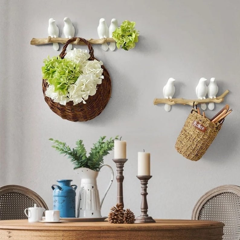 Lovely Wall Hook Rack Modern White Birds Coat Hangers Cute - Etsy UK