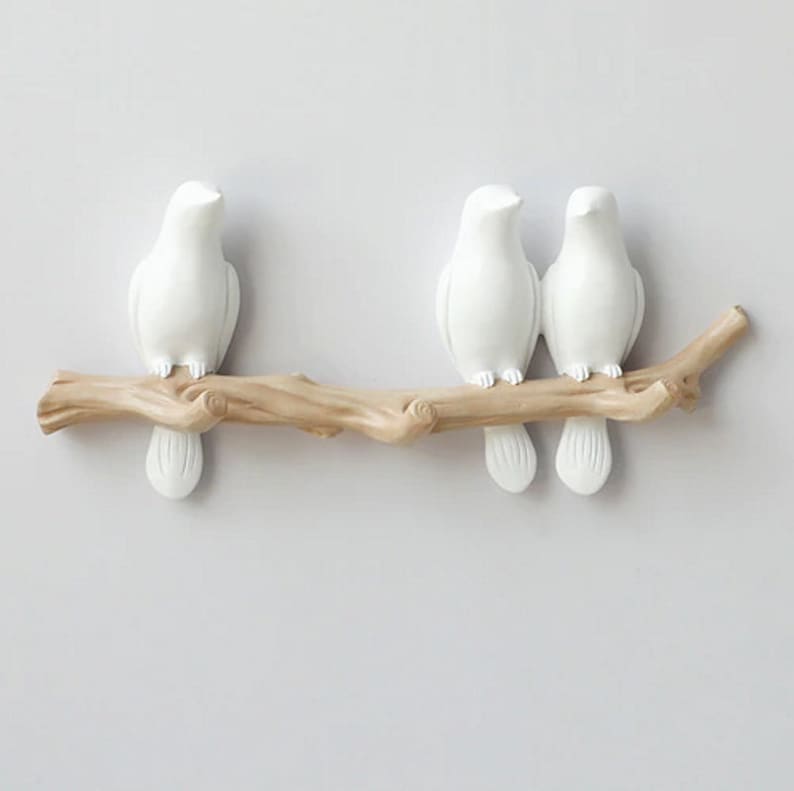 Lovely Wall Hook Rack Modern White Birds Coat Hangers Cute - Etsy