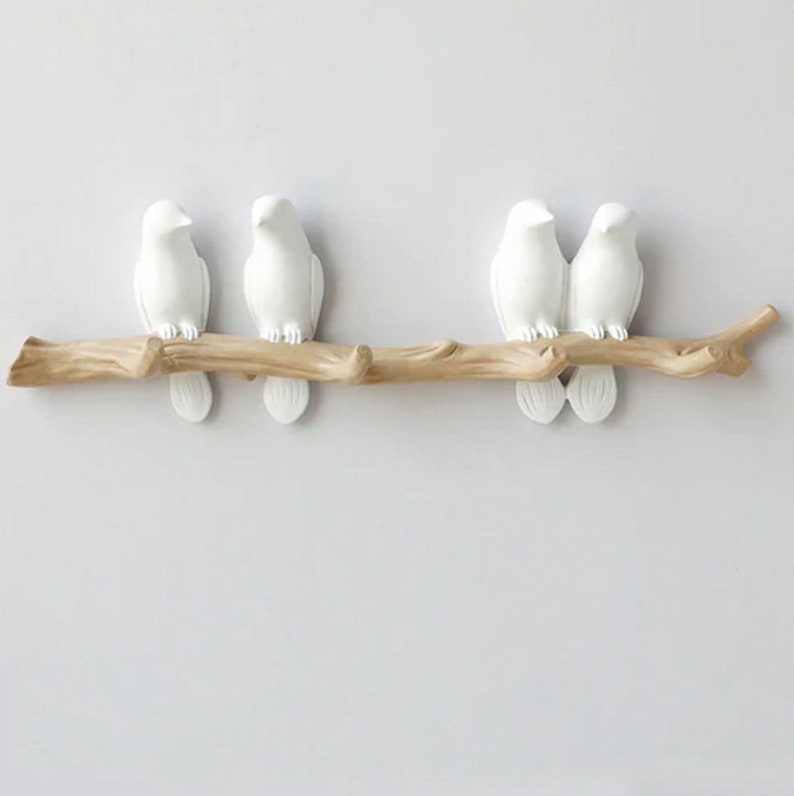 Lovely Wall Hook Rack Modern White Birds Coat Hangers Cute - Etsy