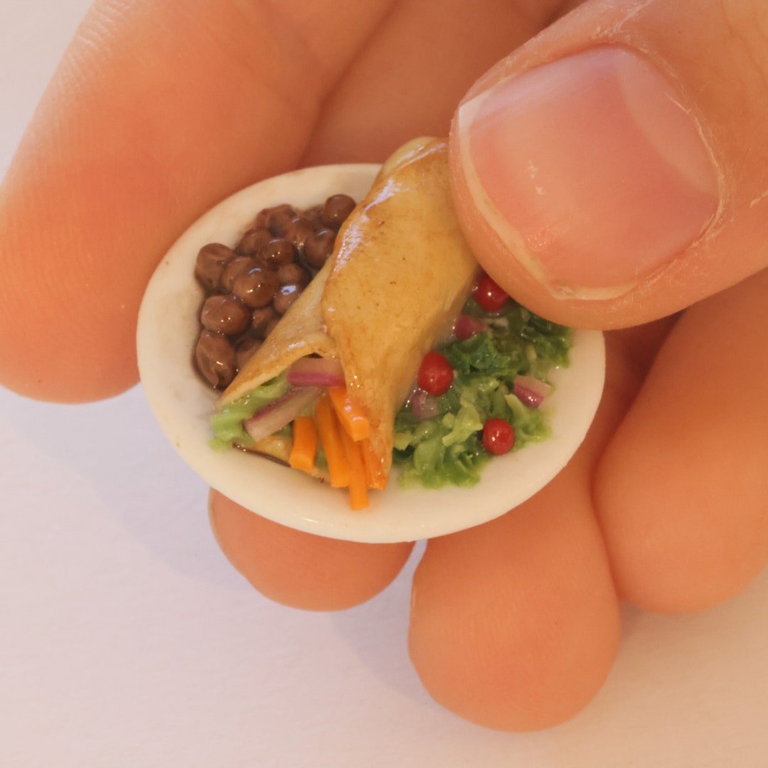 1:12 Scale Miniature Food, Set of 2, Burrito, Beans and Salad Dinner ...