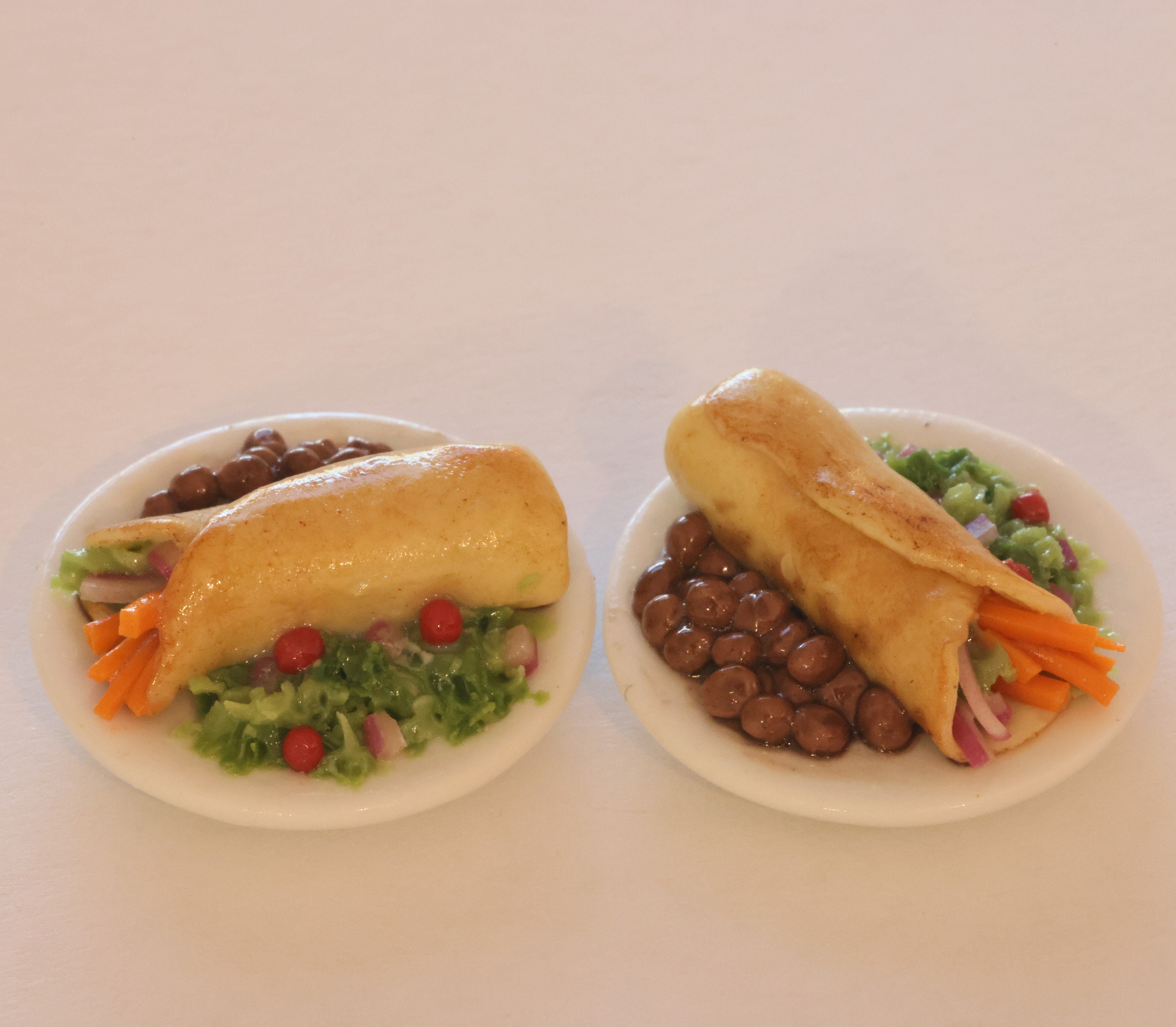 1:12 Scale Miniature Food Set of 2 Burrito Beans and Salad - Etsy