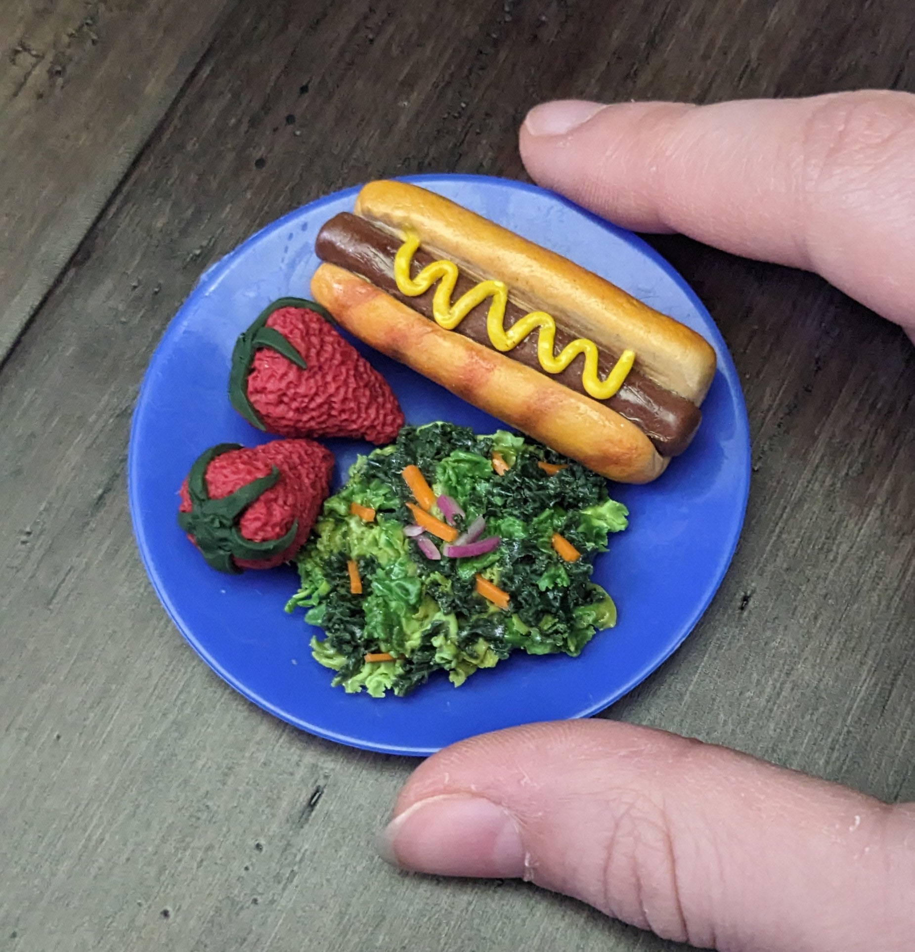 18 Inch Doll Dinner Set Hot Dog, Salad, and Strawberries, Doll Food Set ...