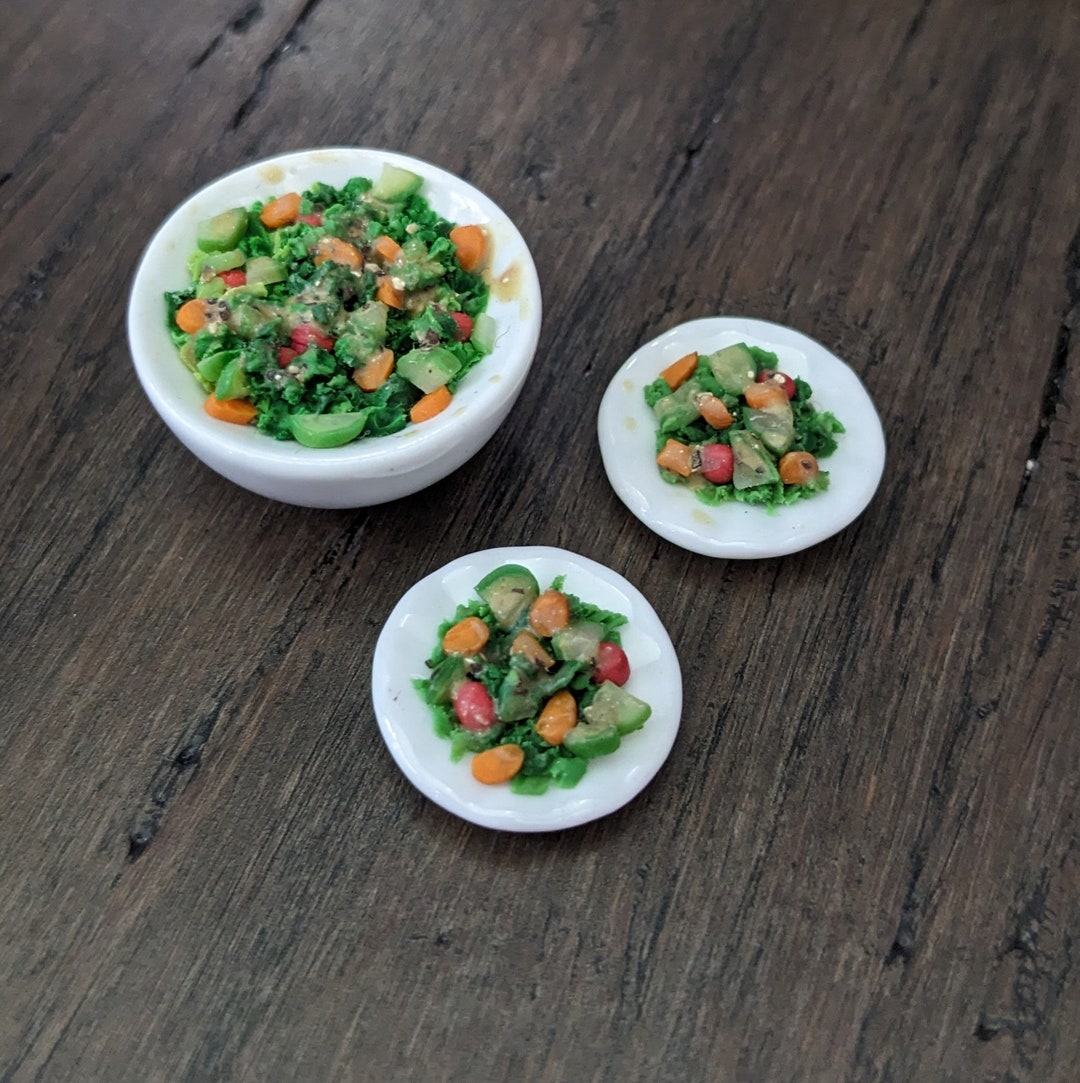 1:12 Scale Miniature Food, Salad Set, Dollhouse Kitchen Accessories - Etsy