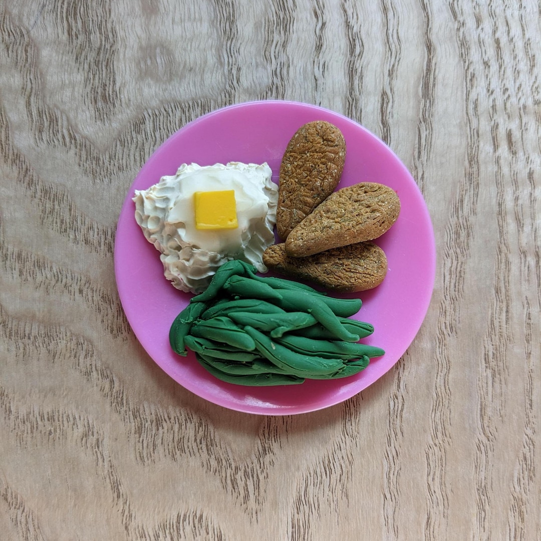 18 Inch Doll Food Chicken Dinner With Green Beans and Mashed Potatoes ...