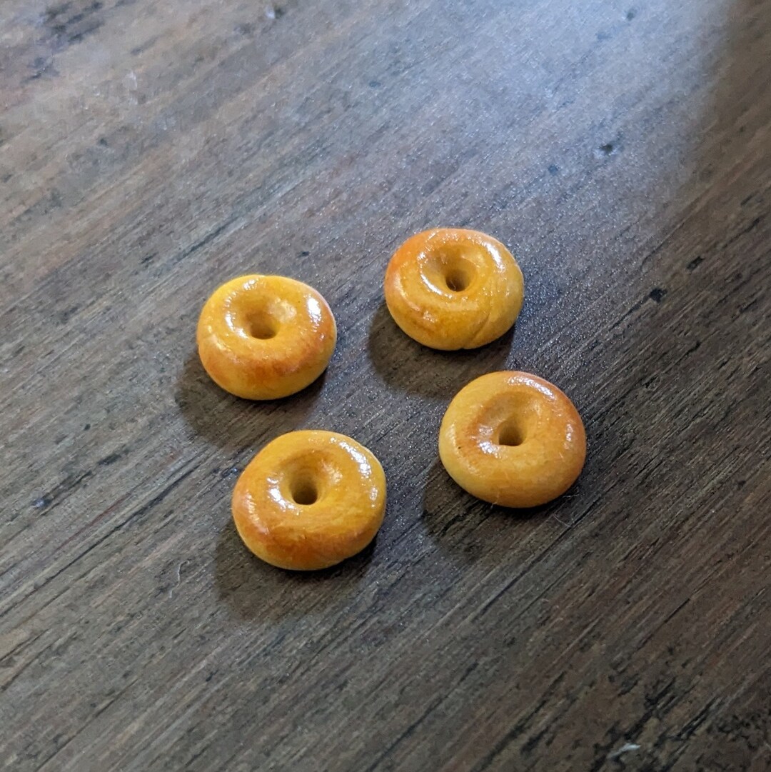 1:12 Scale Miniature Food, Set of 4, Miniature Plain Bagels, Dollhouse ...